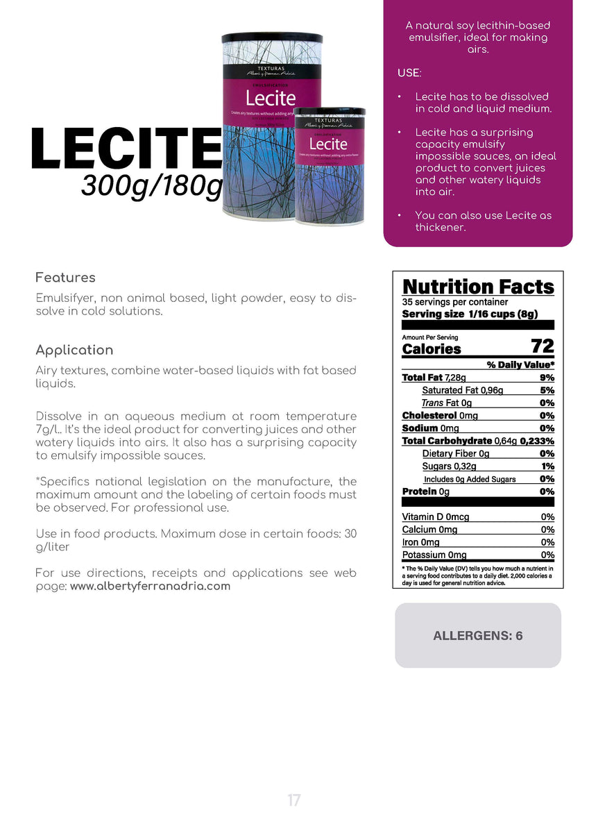 TEXTURAS Lecite Adrià Soy Lecithin Foam | elBulli Emulsifier